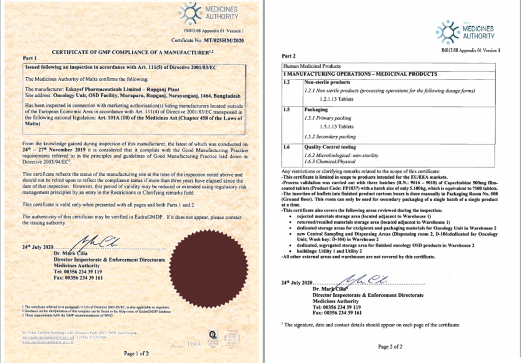 Successful EU GMP Certification of Eskayef Pharmaceuticals Limited ...
